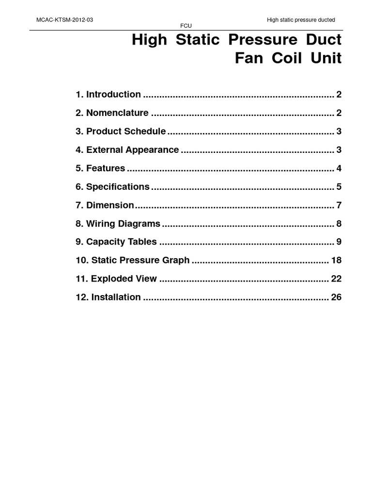 05 Midea 50Hz AC Fan Coil Unit Two-pipe High Static Pressure Duct ...