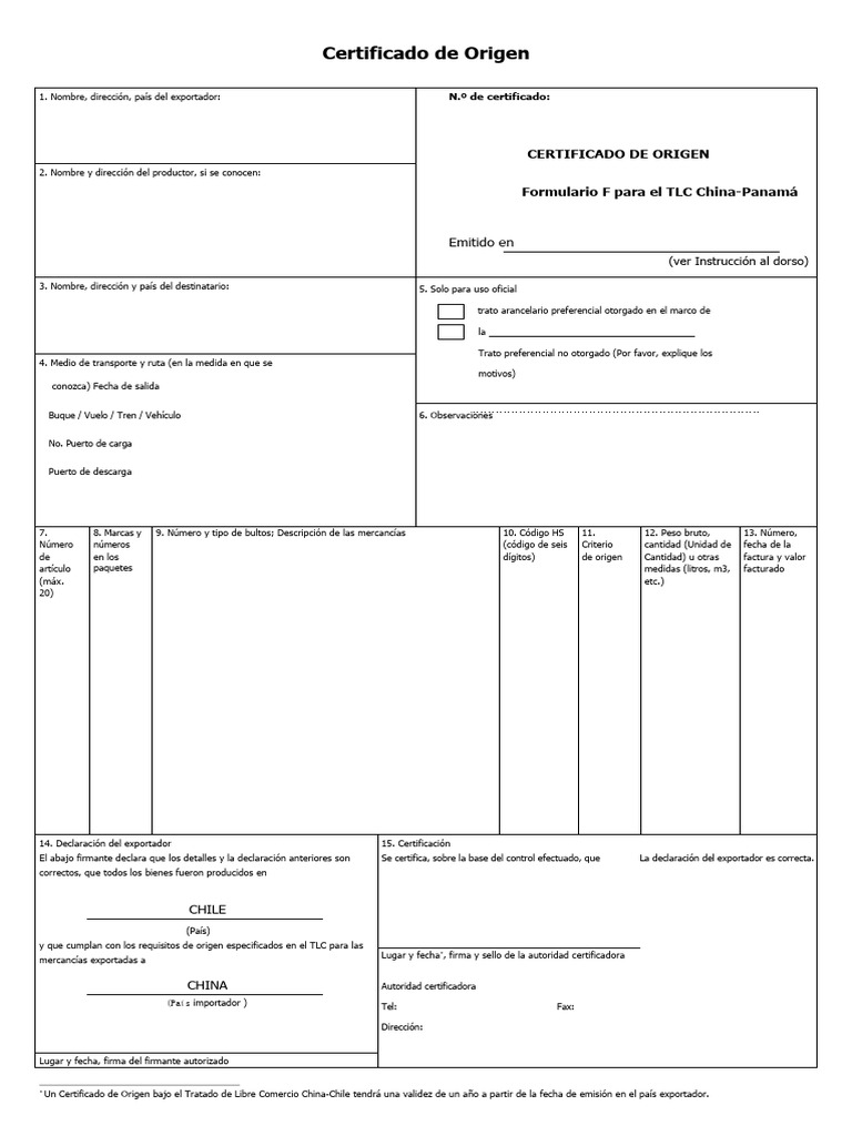 Certificado de Origen | PDF
