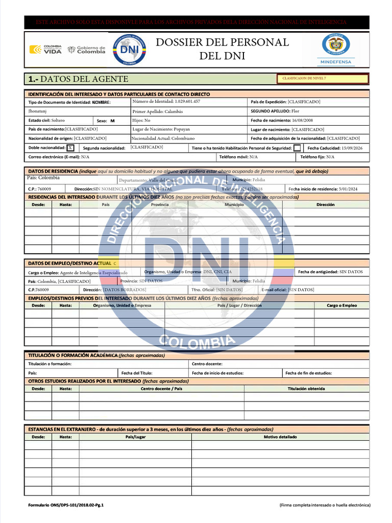 PDF Declaracion Personal de Seguridad Del Cni - Compress | PDF | Documento de identidad ...