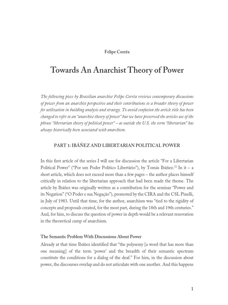 Felipe Corrêa - Towards An Anarchist Theory of Power | PDF | Power ...