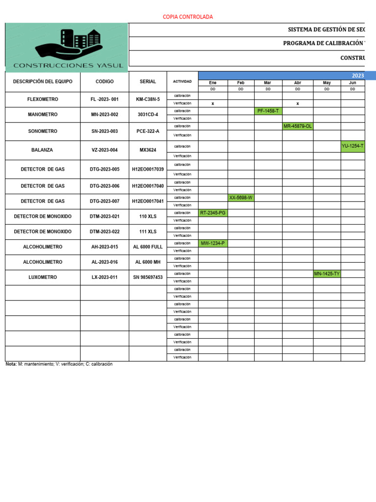 Cy-D-062 Programa de Calibración y Verificación de Equipos de Medición | PDF