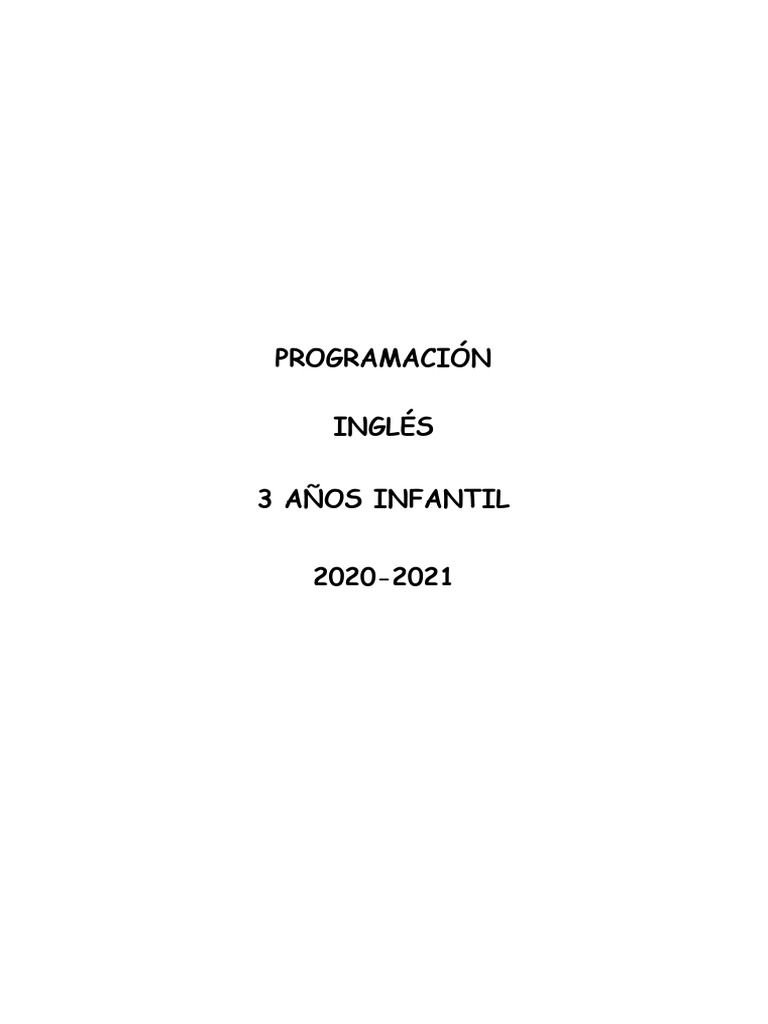 Programación de Inglés para Infantil 3 Años | PDF | Aprendizaje | Plan ...