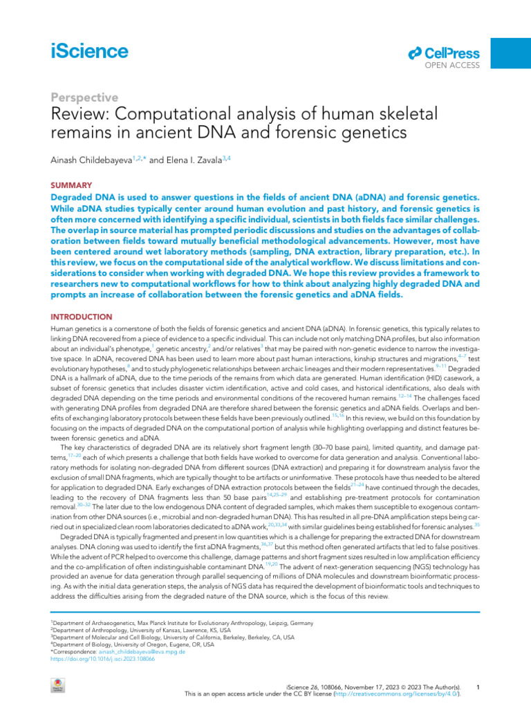 Computational Analysis of Ancient Human Remains in DNA | PDF | Dna ...