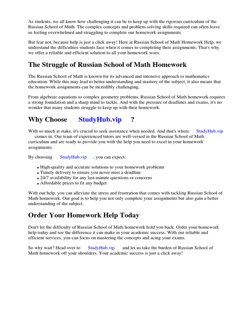 Russian School of Math Homework | PDF | Worksheet | Mathematics