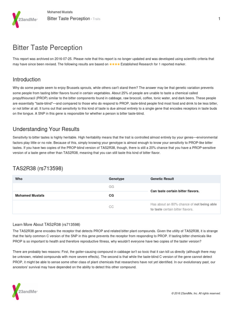 Bitter Taste Perception Joe | PDF | Taste | Biology