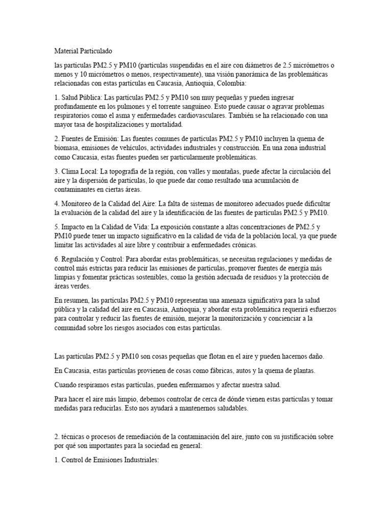 Material Particulado | PDF | Partículas | La contaminación del aire