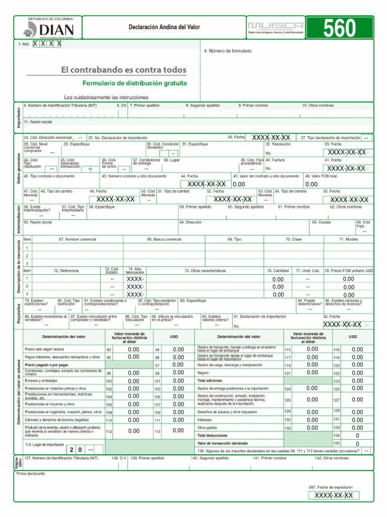 Declaración Andina de Valor | PDF