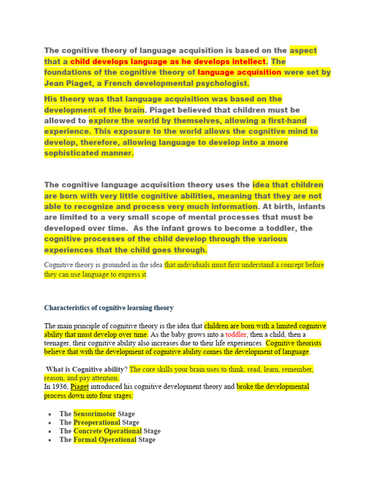 Students Copy.. Cognitive Bases of Language | PDF | Cognitive ...