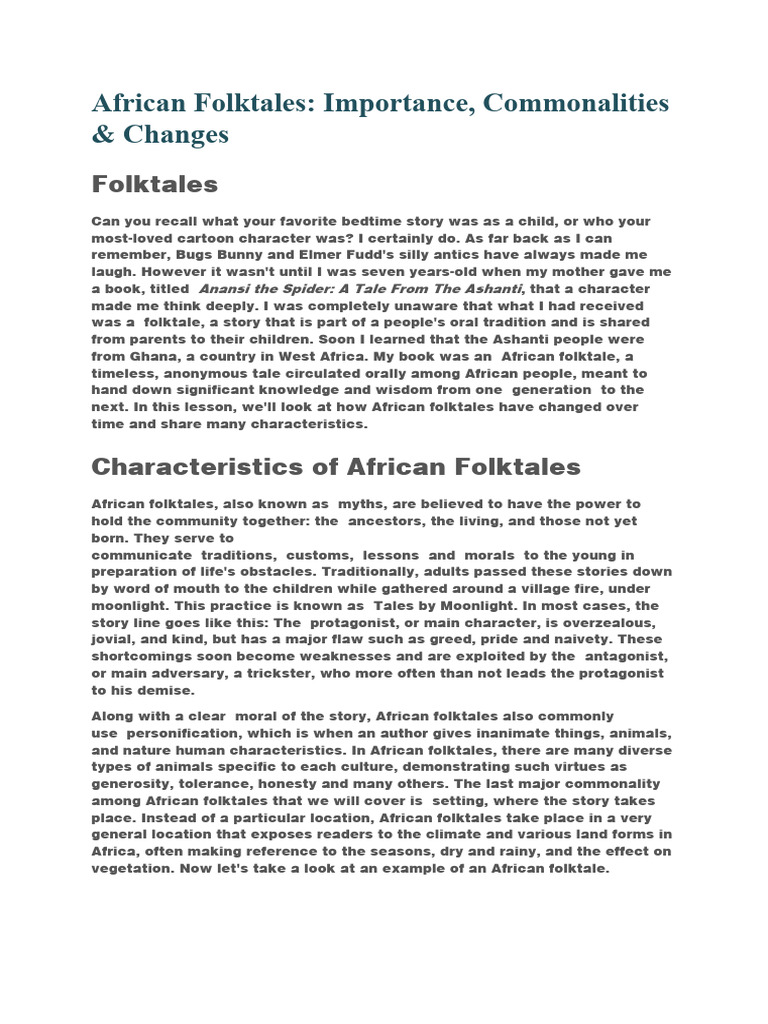 African Folktales Importance, Commonalities & Changes | Download Free ...
