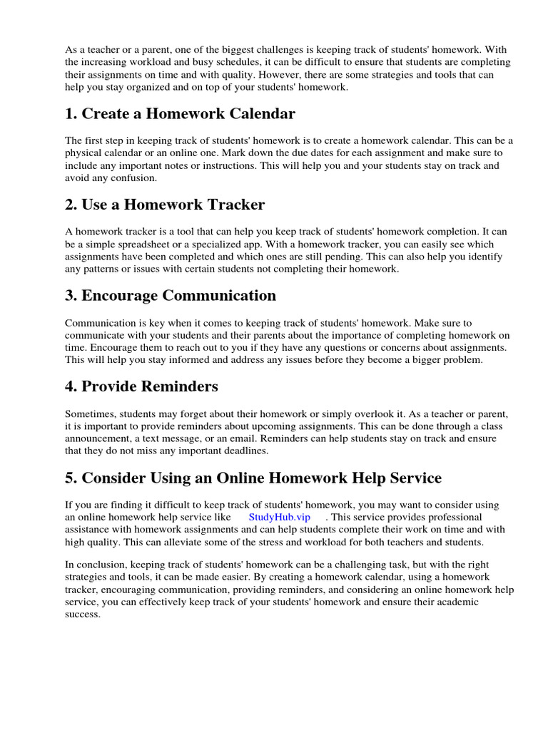 How To Keep Track of Students Homework | PDF | Homework