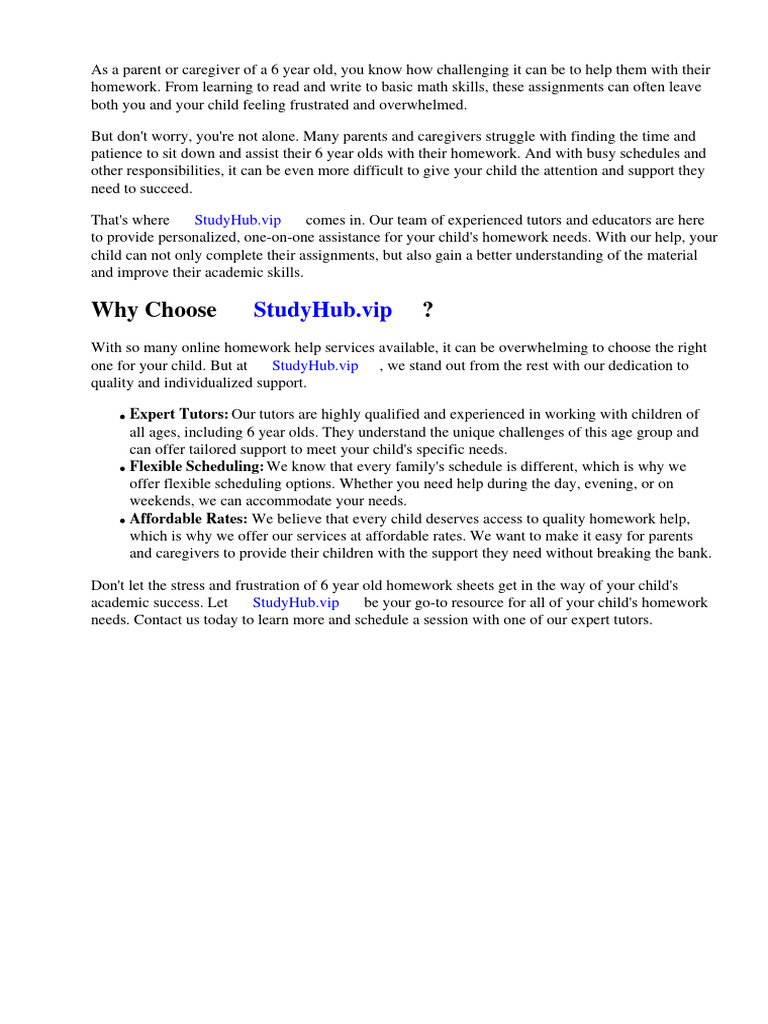 6 Year Old Homework Sheets | Download Free PDF | Worksheet | Homework