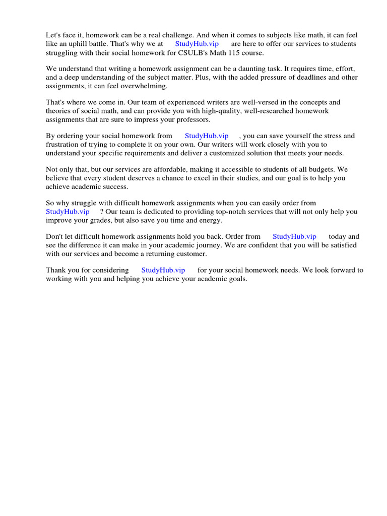 Social Homework Csulb Math 115 | PDF | Mathematics | Homework
