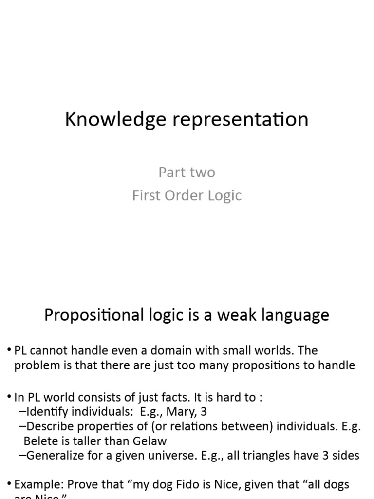 Knowledge Representation 2 | PDF | First Order Logic | Logic