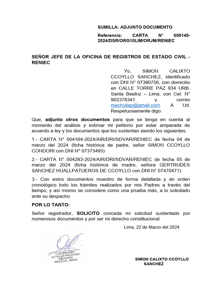 Adjunto Documento - Reniec | PDF | Derecho
