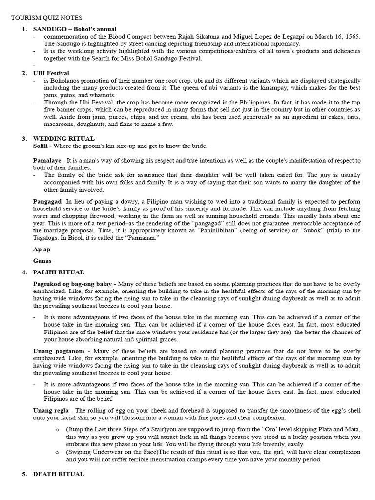 Tourism Quiz Notes | PDF