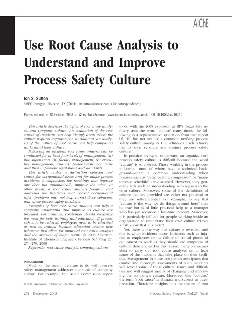 Use Root Cause Analysis To Understand and Improve Process Safety ...