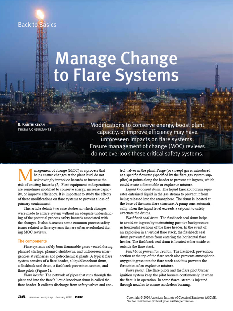 Manage change to flare systems | PDF | Combustion | Valve