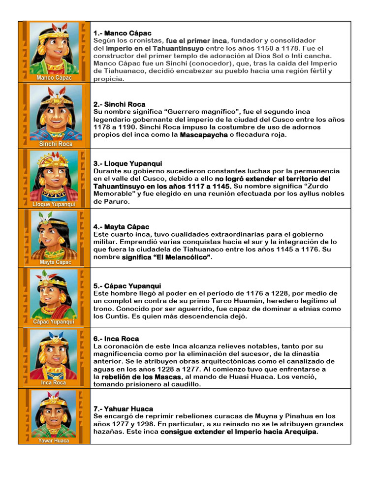 Los Gobernantes Incas | PDF | Imperio Inca | Perú