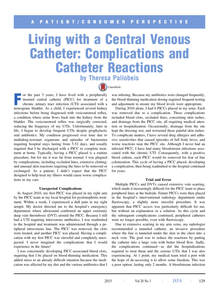 Living With A CVC Complications and Catheter Reactions Java2015 | PDF ...