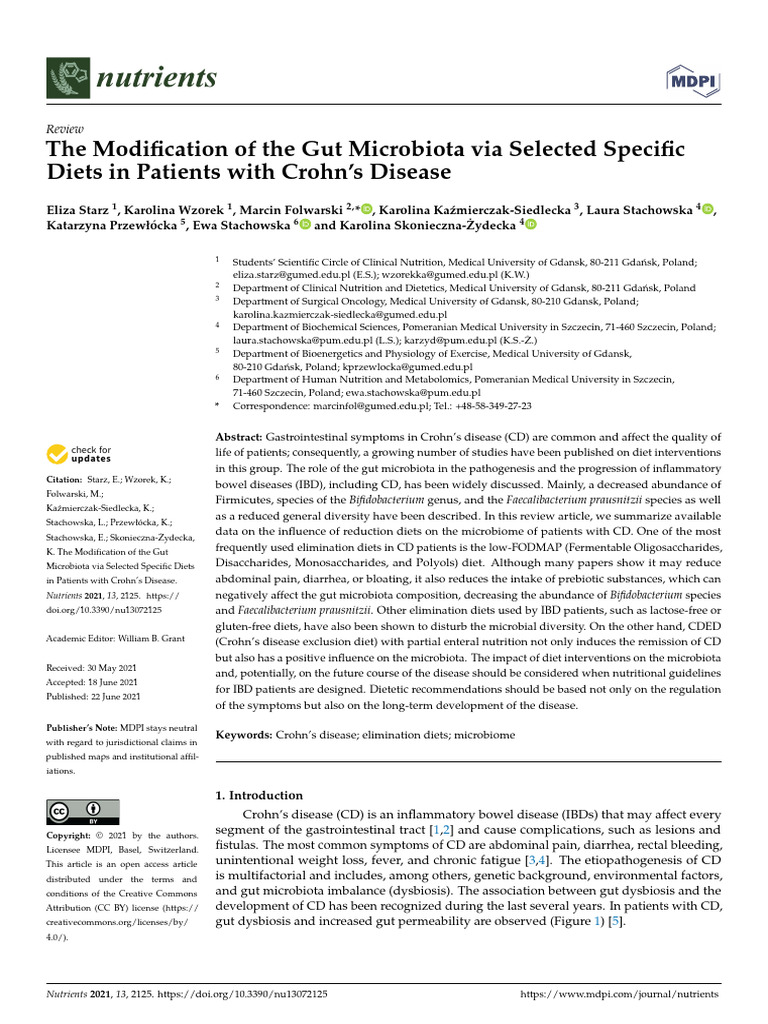 The Modification of The Gut Microbiota Via Selected Specific Diets in ...