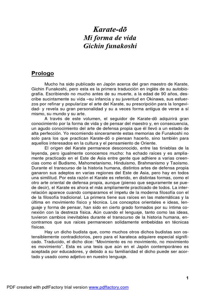 Karate Do Mi Camino Por Gichin Funakoshi 3 | PDF | Kárate | Kata