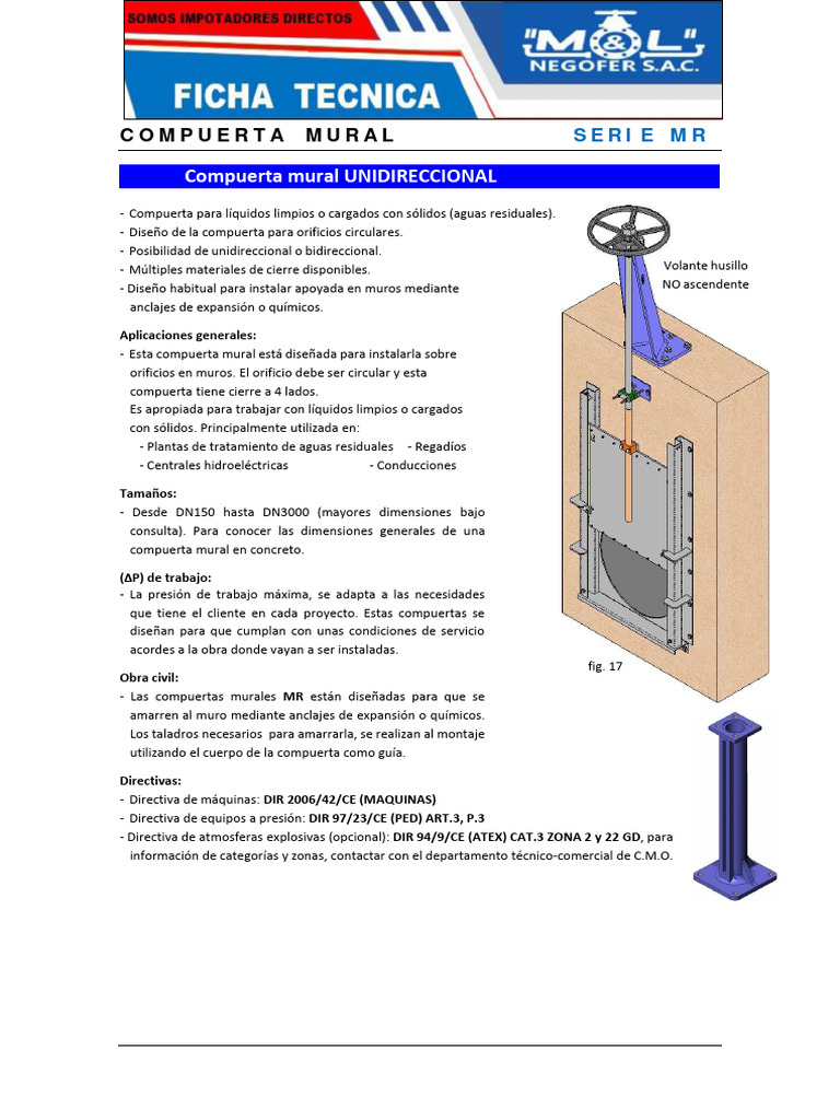 Compuerta Mural Unidireccional MR | PDF | Tornillo | Acero