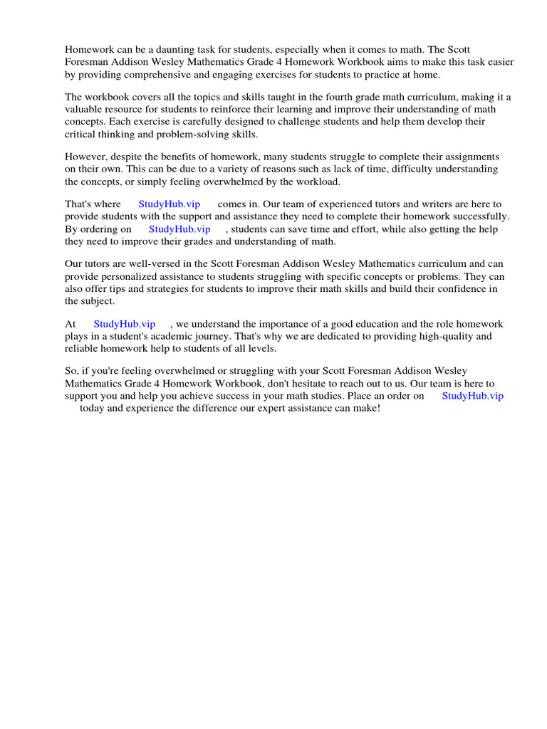 Scott Foresman Addison Wesley Mathematics Grade 4 Homework Workbook ...