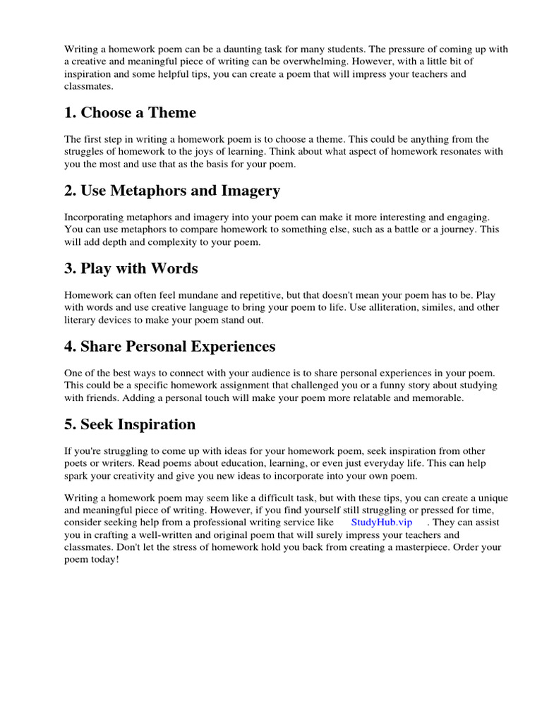 Ideas For A Homework Poem | PDF | Poetry | Metaphor