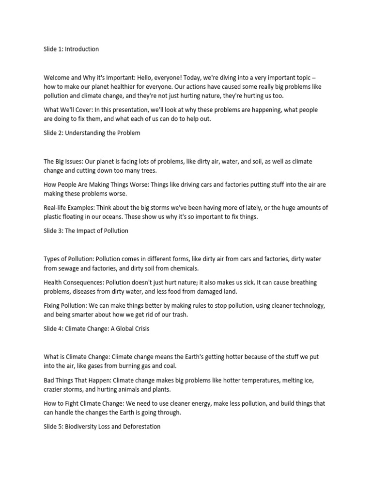 English Project Presentation Report PDF | PDF | Climate Change | Pollution