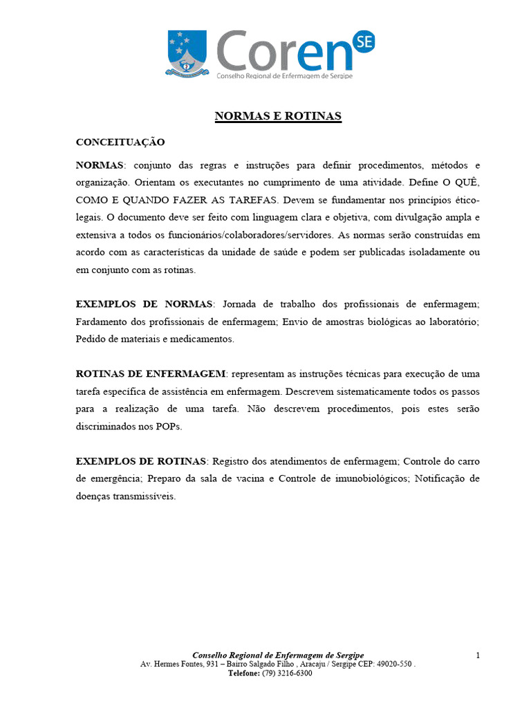 Modelo Normas Rotinas e Pop | PDF | Enfermagem | Receita médica