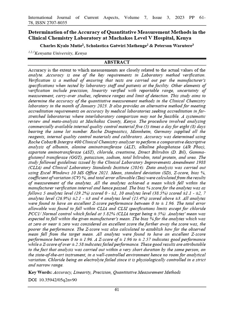 Determination of The Accuracy of Quantitative Meas | PDF | Standard ...