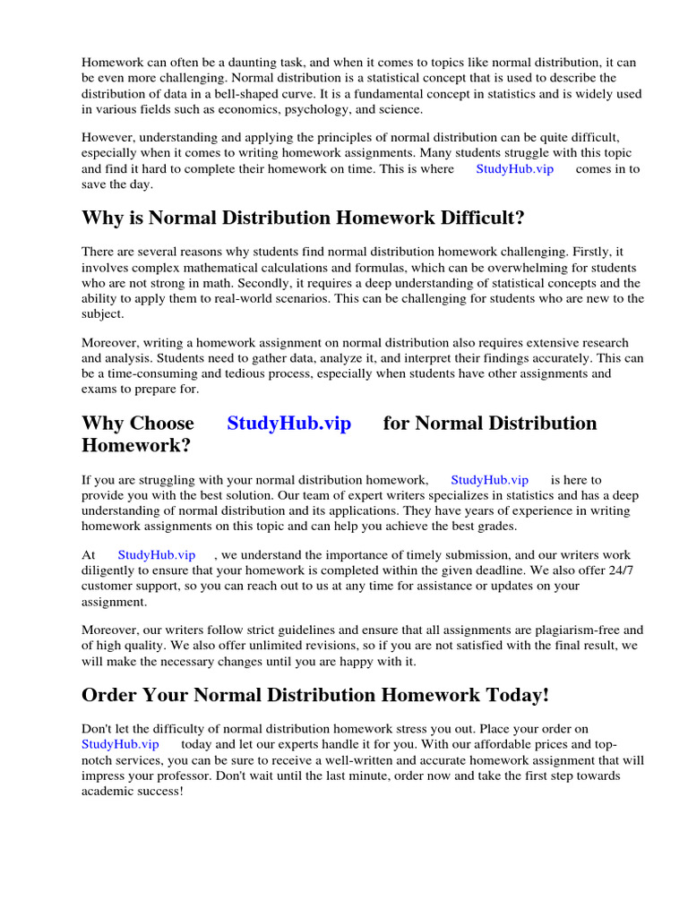Normal Distribution Homework | PDF | Normal Distribution | Standard ...