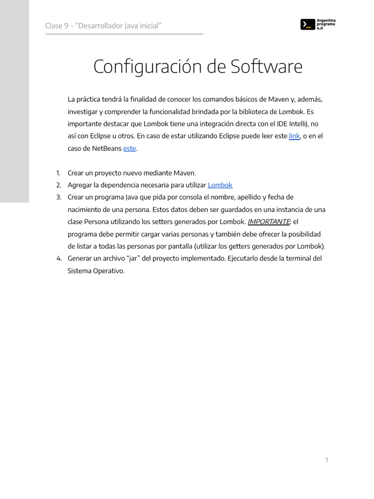 Clase 9 - Guía de Ejercicios - Java | PDF