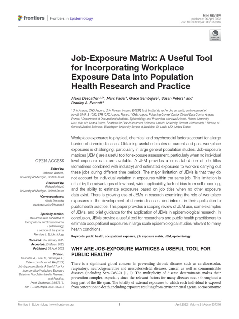 Matrix | PDF | Occupational Safety And Health | Epidemiology