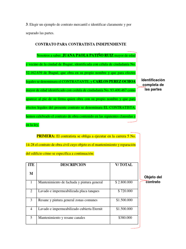 CONTRATO PARA CONTRATISTA INDEPENDIENTE | PDF