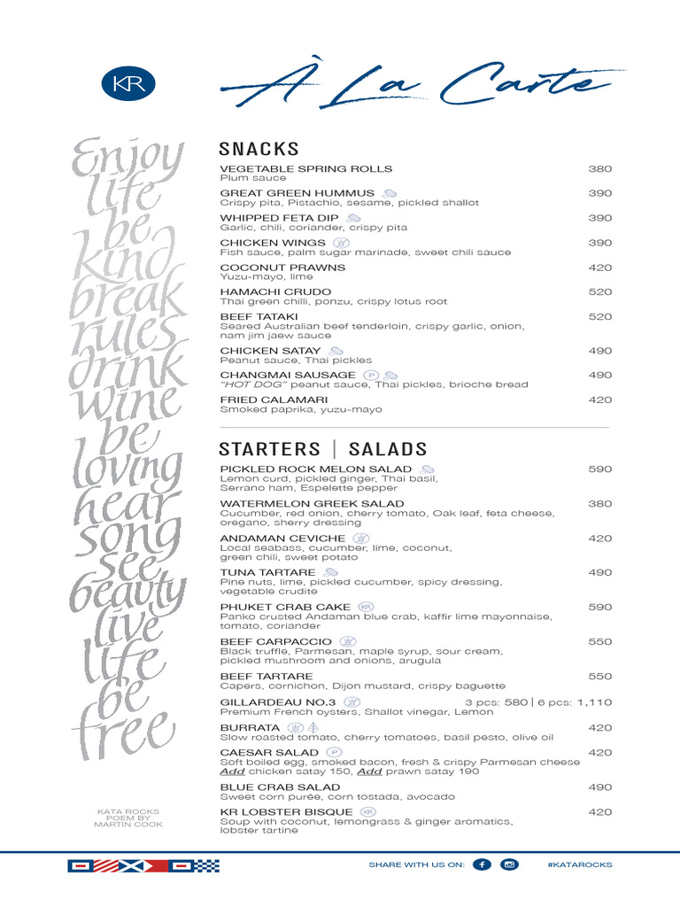 KR Dinner Menu | PDF | Pickling | Thai Cuisine