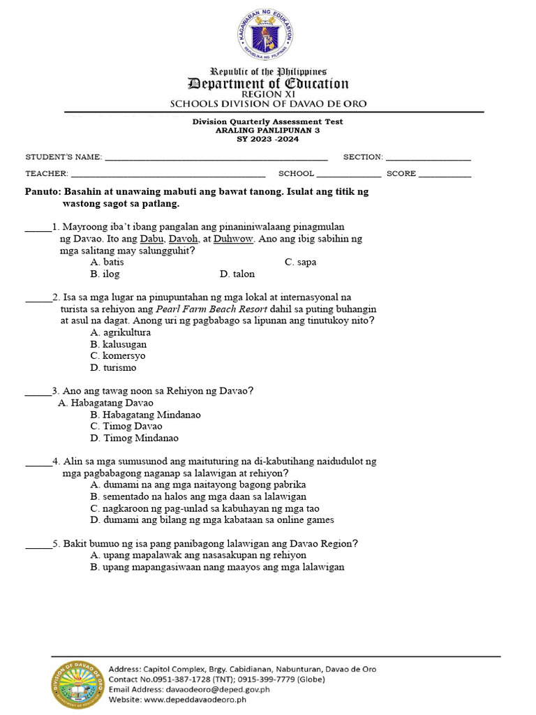 AP3 Q2 TQ Final | PDF