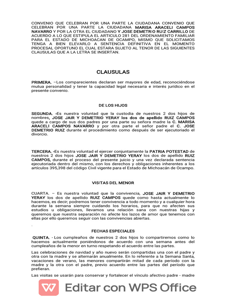 Convenio Que Celebran Por Una Parte La Ciudadana Convenio Que Celebran Por Una P | PDF | Pensión ...