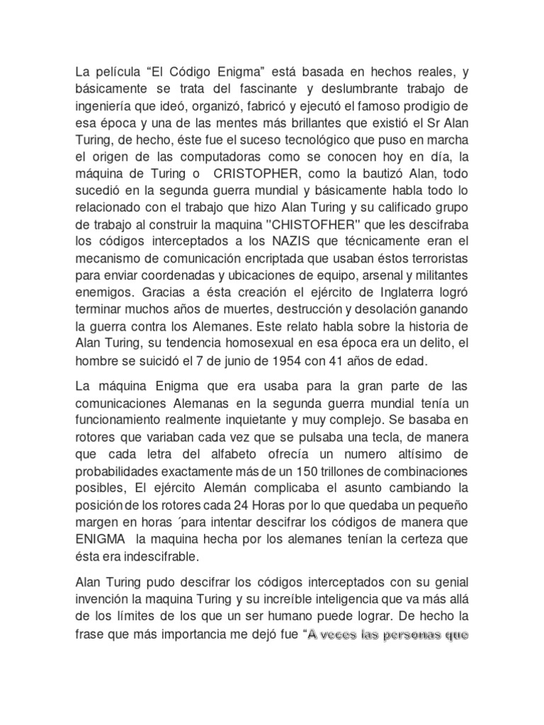 La Película Codigo Enigma | PDF