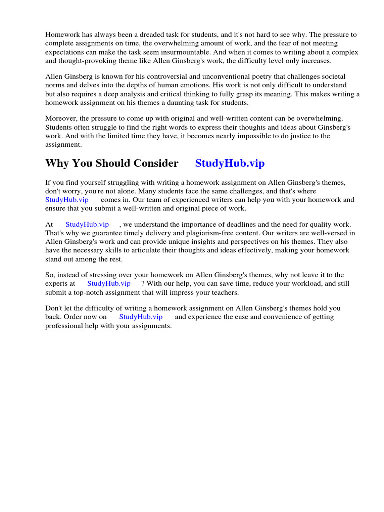 Allen Ginsberg Homework Theme | PDF | Poetry | Allen Ginsberg