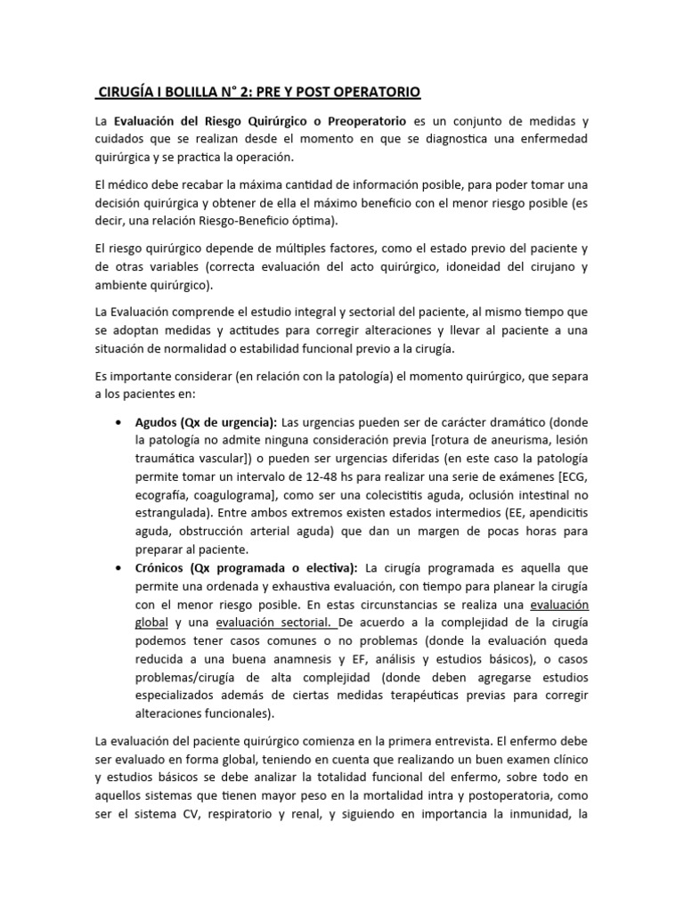 2 Pre Y Postoperatorio Pdf Cirugía Hipertensión