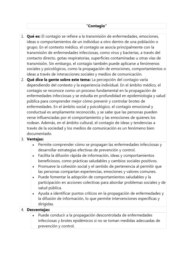 Contagio | PDF | Infección | Comportamiento