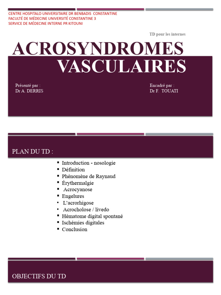 Acrocholose et acrosyndromes vasculaires | PDF | Maladies et troubles ...