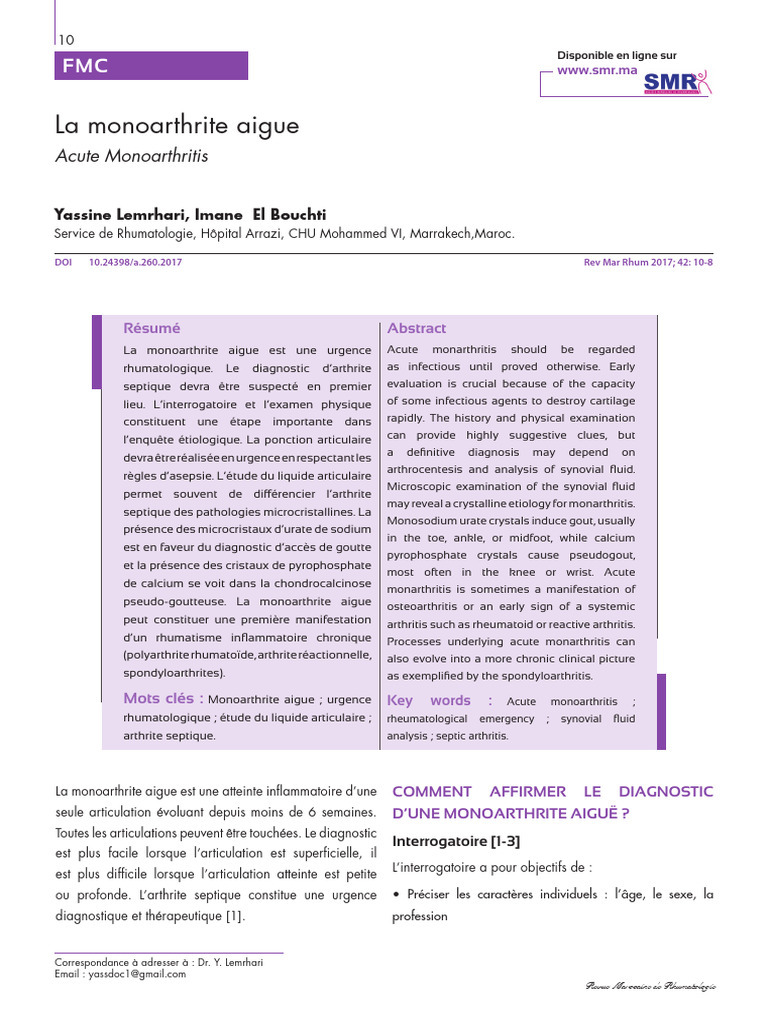 La Monoarthrite Aigue | PDF | Goutte (maladie) | Causes de décès