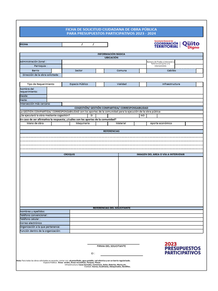 Solicitud de Obra Publica 2023 2024 | PDF