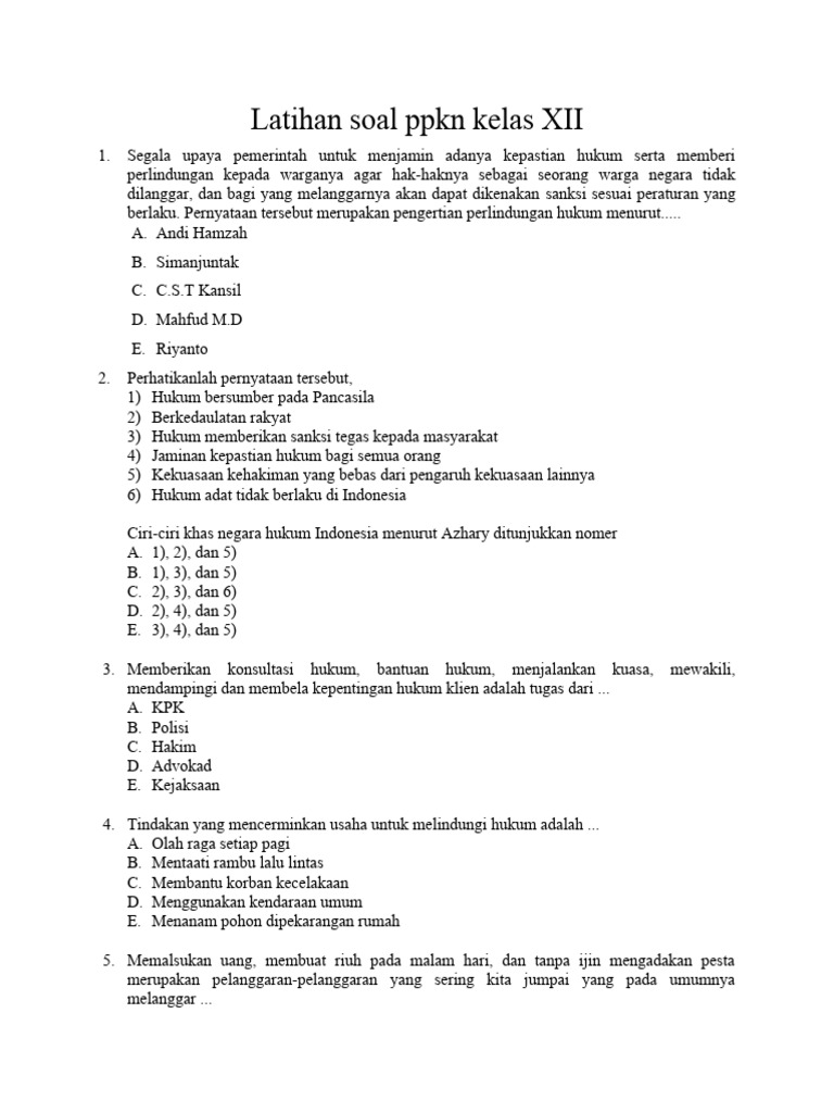 Latihan Soal PPKN Kelas XII | PDF | Politik | Ilmu Sosial