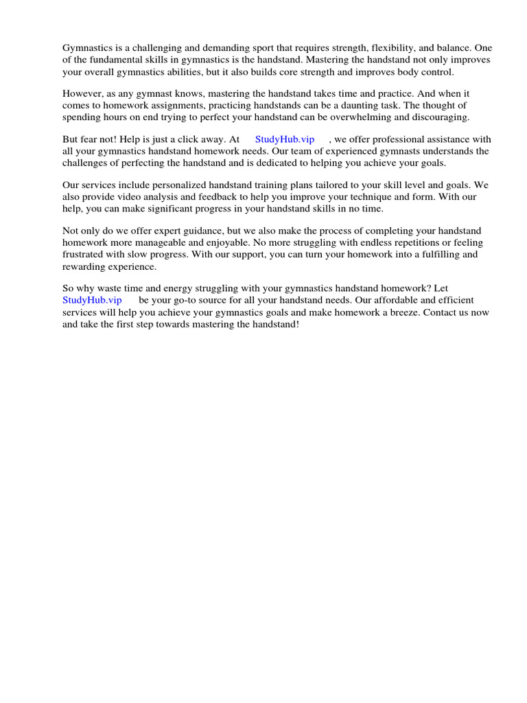 Gymnastics Handstand Homework | Download Free PDF | Gymnastics | Homework