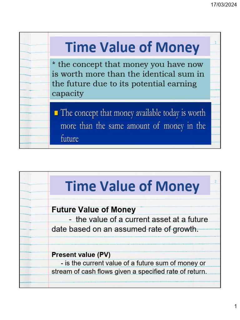 Pdf-Time-Value-Of-Money Yow | PDF | Time Value Of Money | Present Value