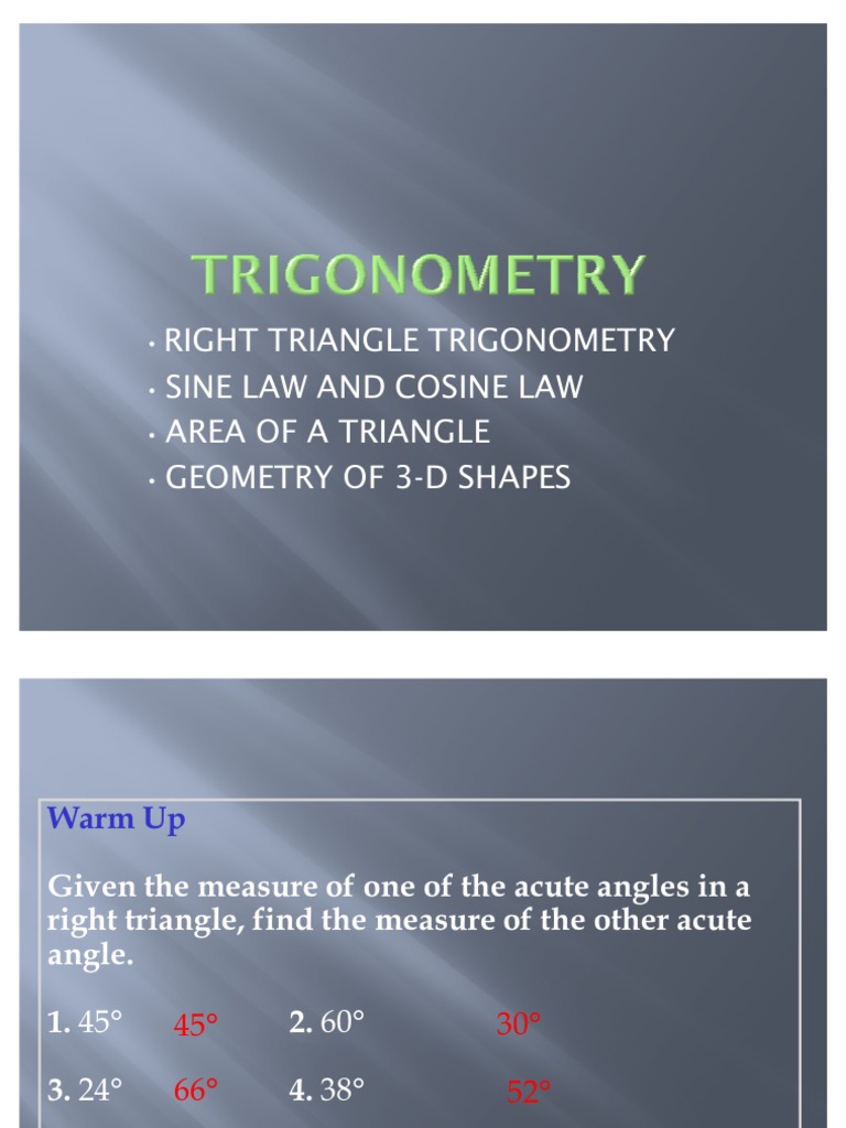 Trigonometry Presentation | PDF | Trigonometric Functions | Sine