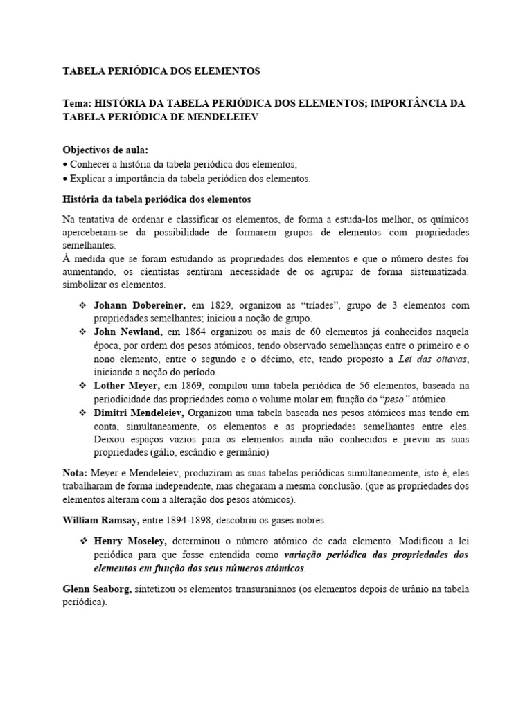 Tabela periodica | PDF | Tabela periódica | Átomos